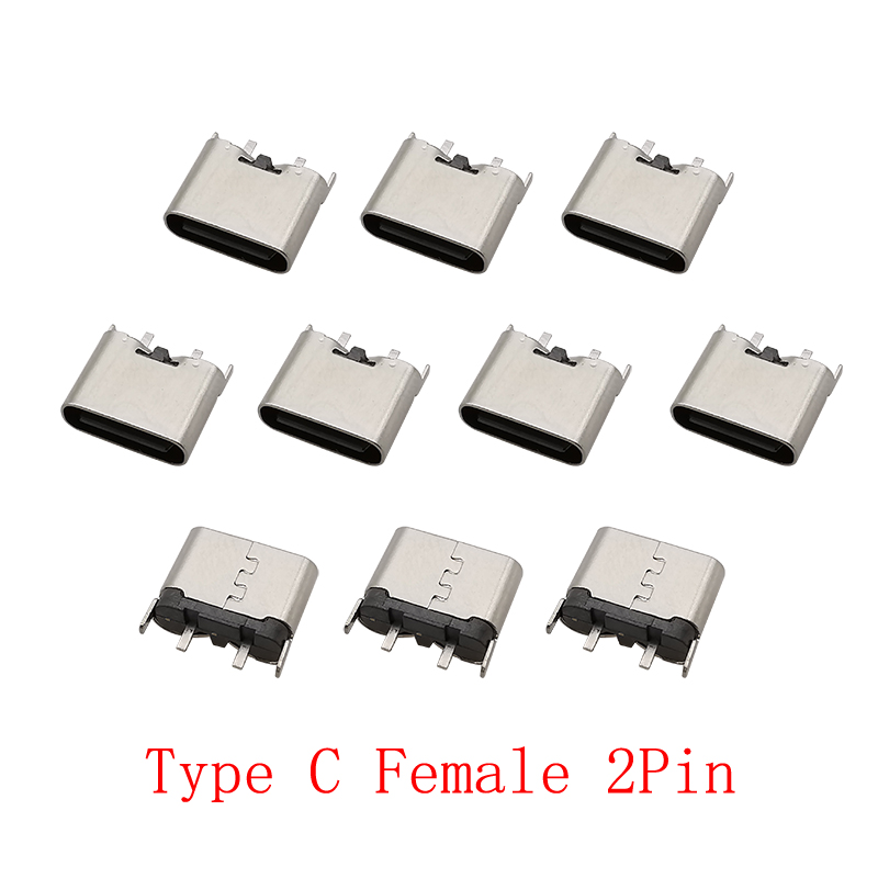 10Pcs USB Type C 2 Pin Charging Port Socket Jack C... – Grandado