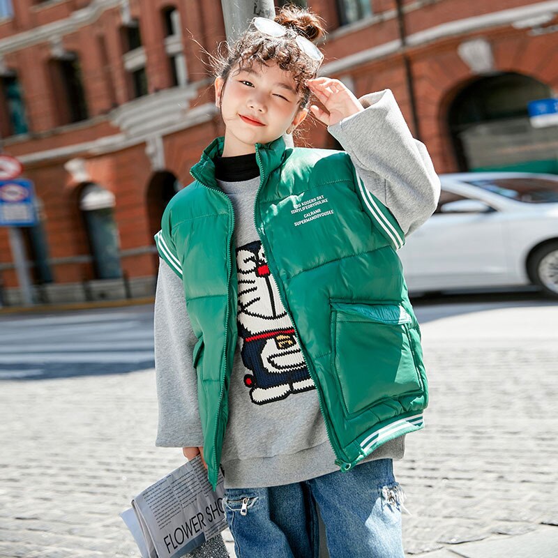 Fall Winter Girls Warm Waistcoat Cotton-padded Ove... – Grandado