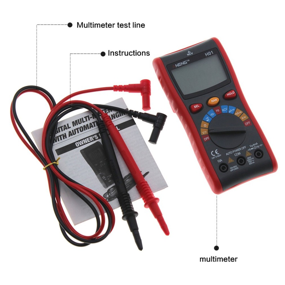H01 Handheld Digital Multimeter Auto Range Tester Backlight 4000 Counts ...