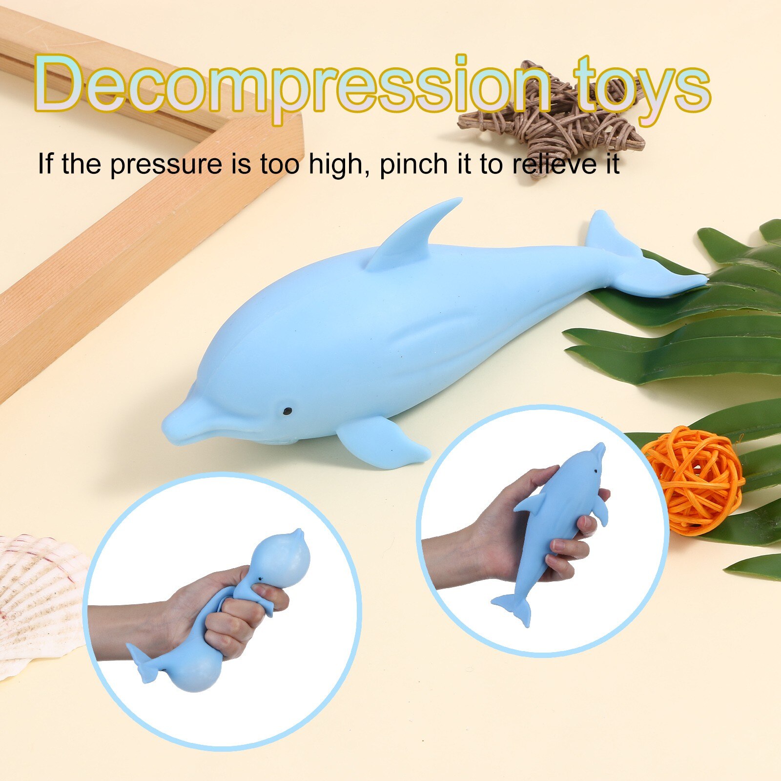 Fun Decompression Toy Simulation Lovely Blue Dolph... – Grandado