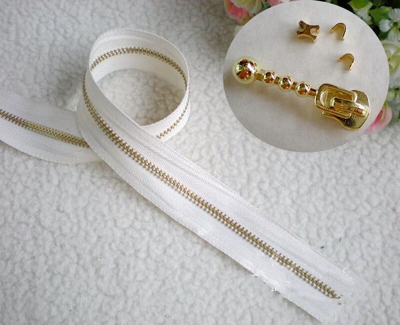 Meetee 2yards Light Gold Teeth Metal Zipper 3# Zip... – Grandado