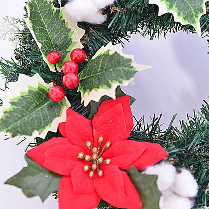 12 inch Country Christmas Wreath with Cotton, Red ... – Vicedeal