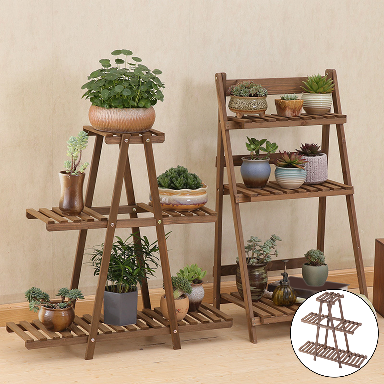 3 Tiers Wooden Flower Rack Plant Stand Multi Flowe... – Grandado