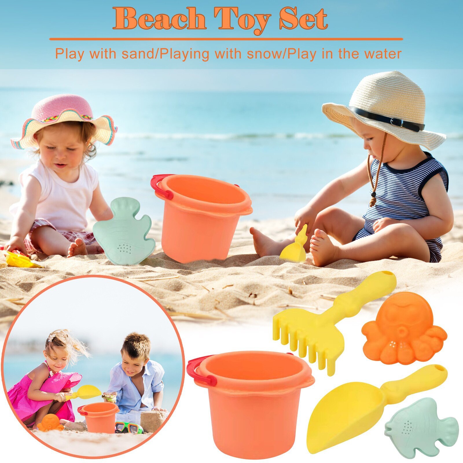 5-pieces Beach Toy Set (with Sand Bucket) Summer O... – Grandado