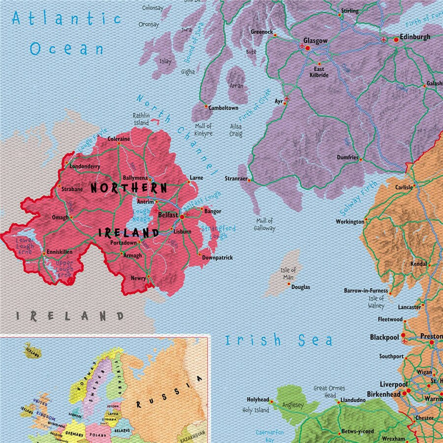 Political Map Of Great Britain Colorful Canvas Pri... – Grandado