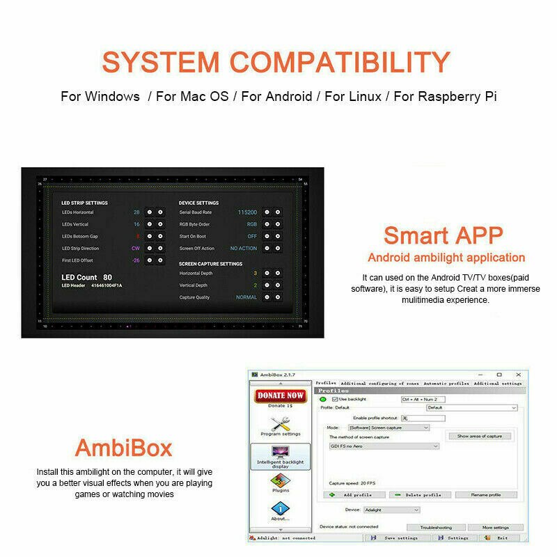 5V DIY Screen Monitor Ambient Dream Color Light Bo... – Grandado