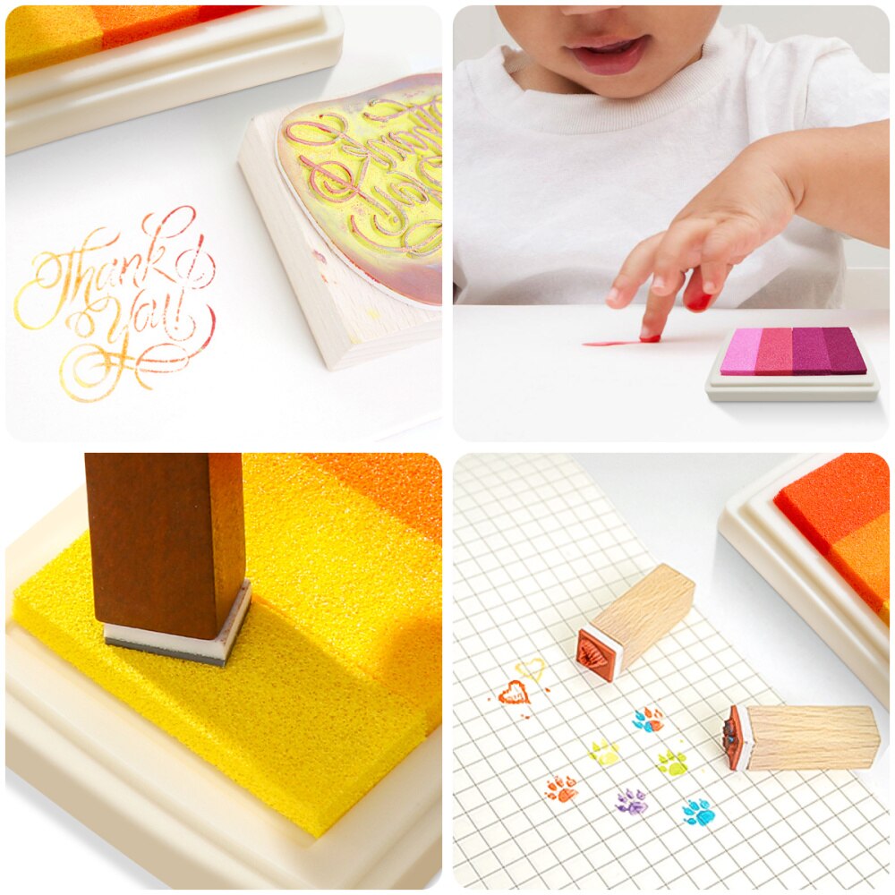 ROSENICE 6Pcs Ink Pad Rubber Stamp Pad Rainbow Col... – Grandado