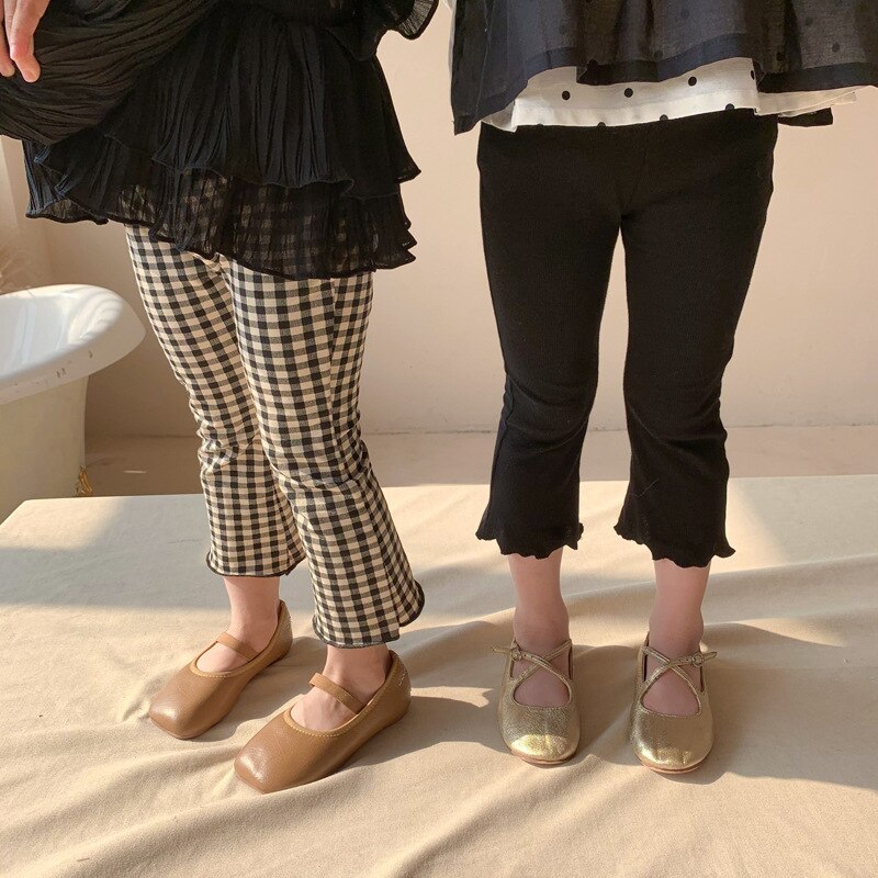 Mallas de punto elásticas para niña, pantalones ac... – Vicedeal