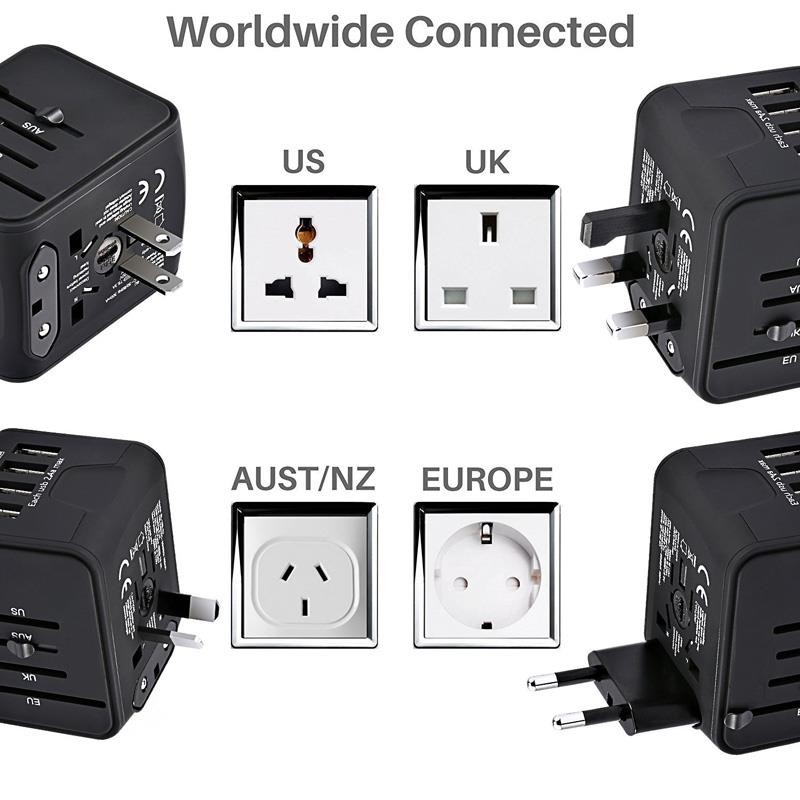4 USB Outlet Universal Travel Adapter Type C Unive... – Grandado