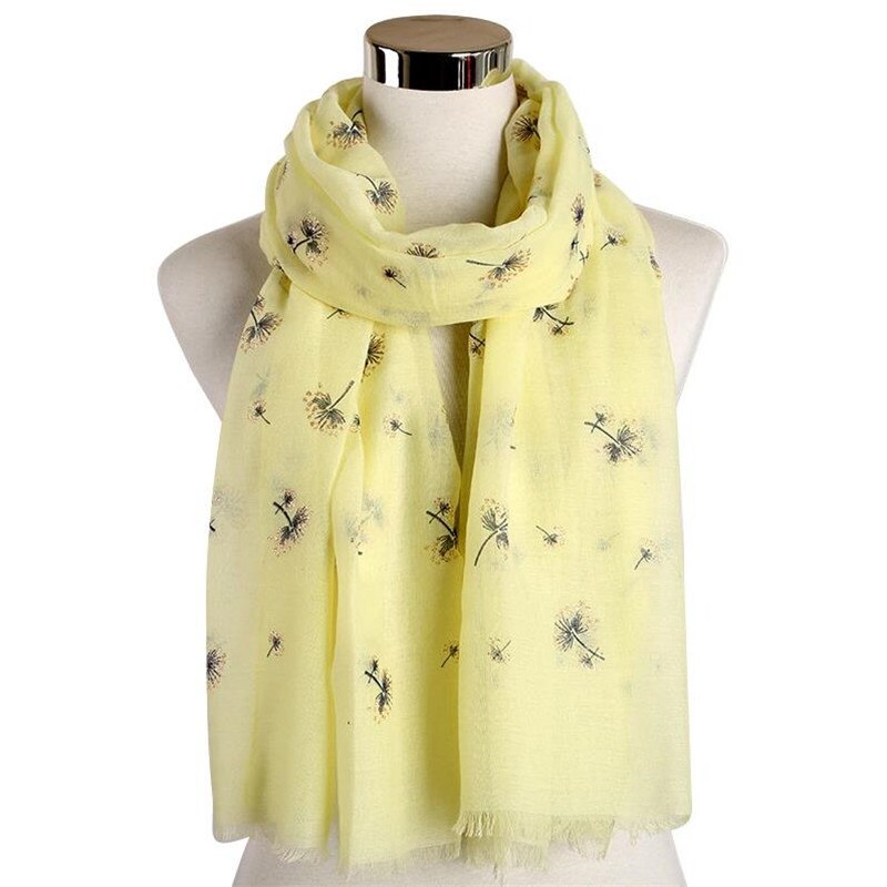 Shiny White Grey Print Dandelion Scarf Glitter Fou... – Grandado