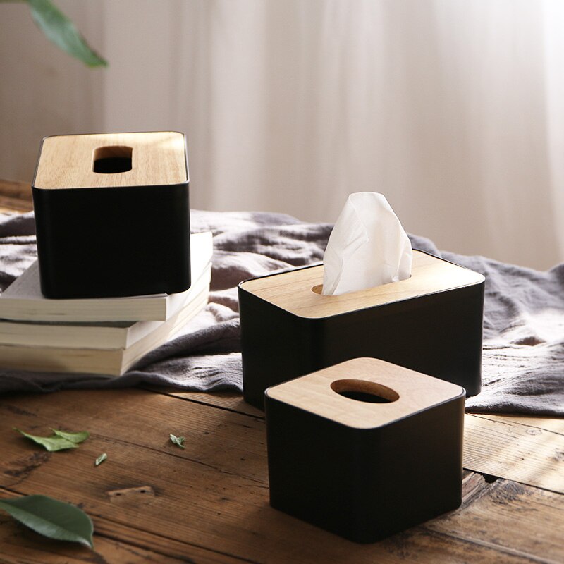 Nordic Black Color Tissue Containers with Phone Ho... – Vicedeal