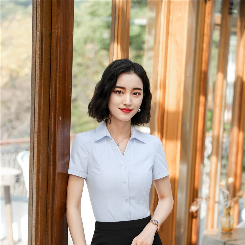 White Summer Short Sleeve Blouses & Shirts For Wom... – Grandado