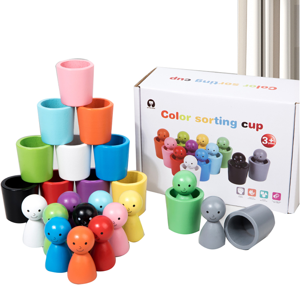 Balls in Cups Montessori Wooden Color Sorter Game ... – Grandado