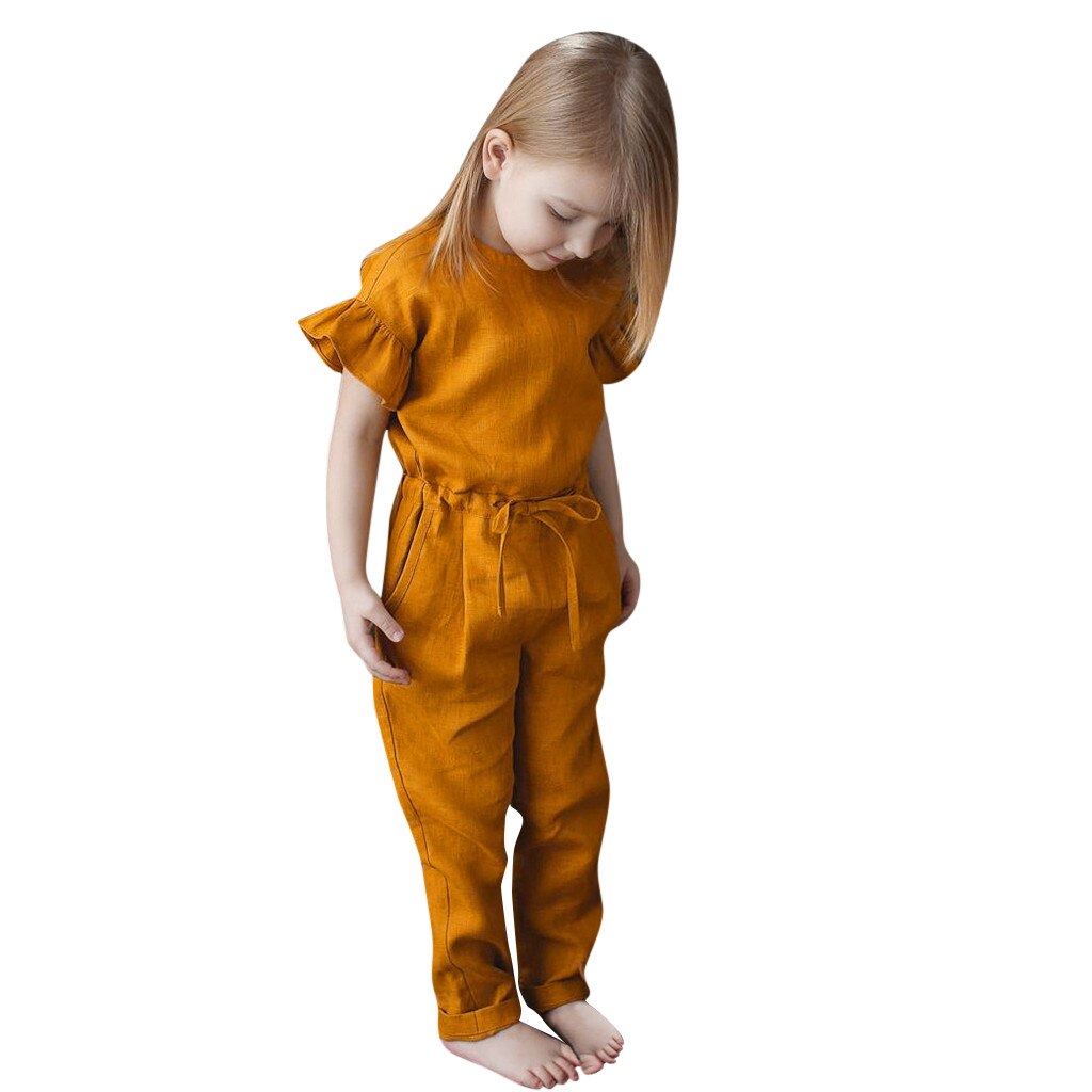 Summer Kids Children Girls Button Down Jumpsuits S... – Grandado