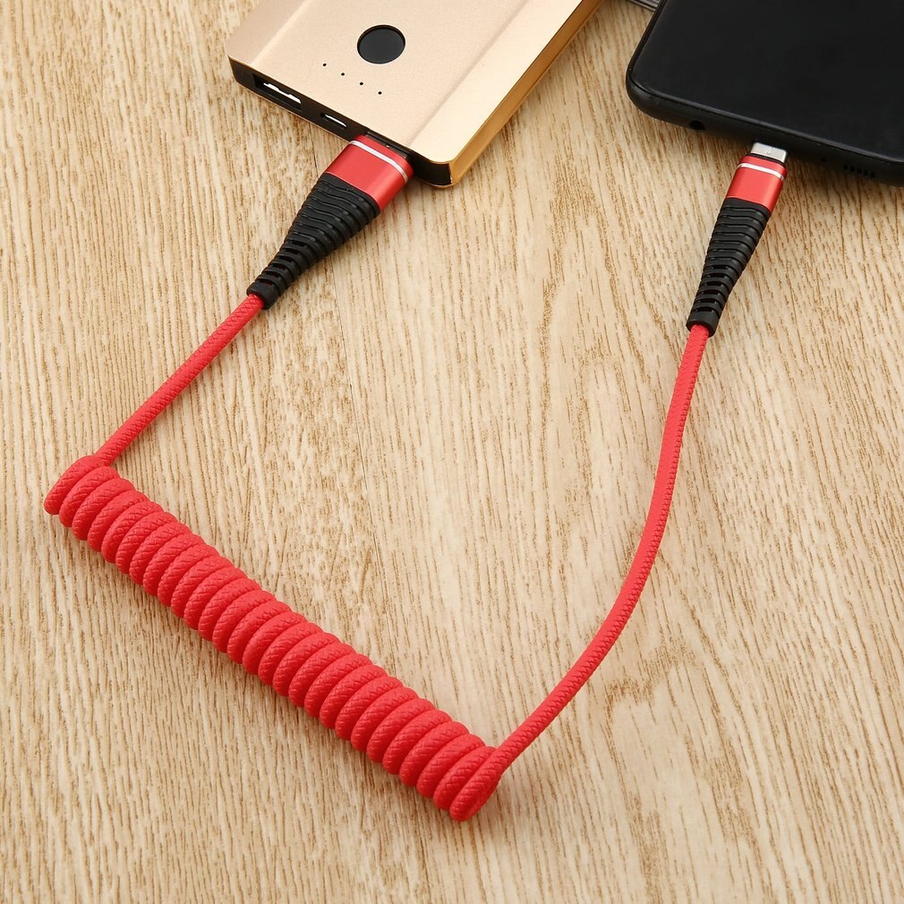 USB-C Type C Cable Coiled Spring Spiral Type-C Mal... – Grandado