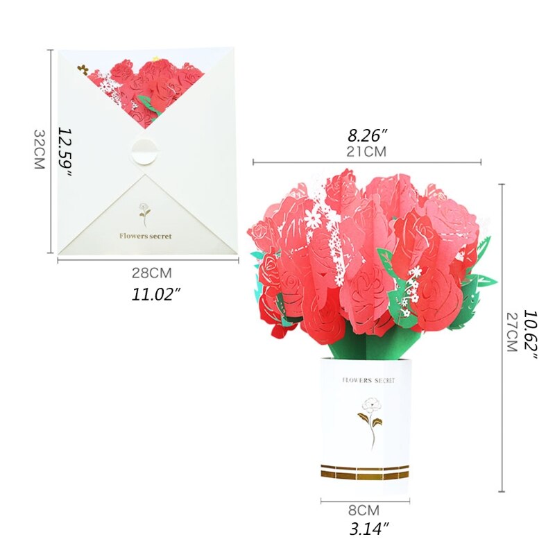 3D Pop-Up Rose Flower Greeting Card for Birthday M... – Grandado