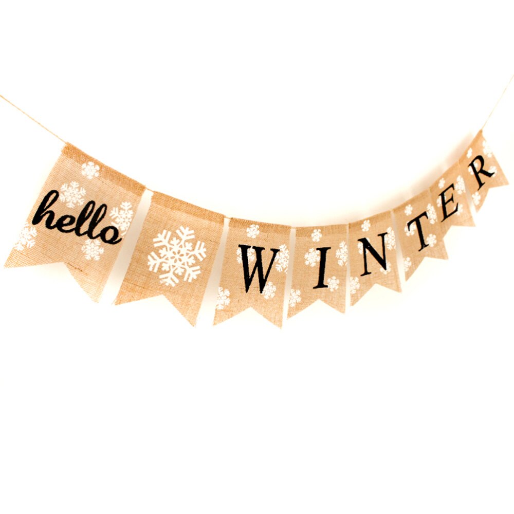 Winter Theme Burlap Banner Delicate Snowflake Swal... – Grandado