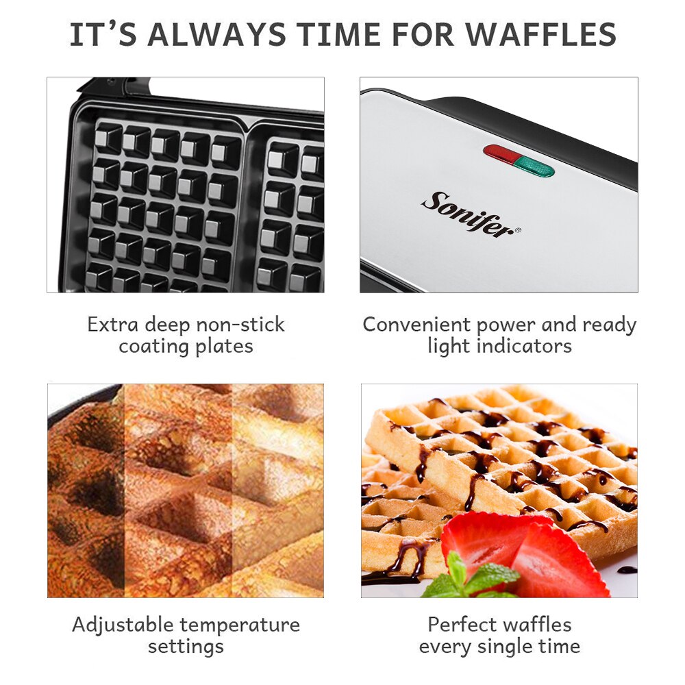 900W Electric Waffles Maker Machine Kitchen Stainl... – Grandado
