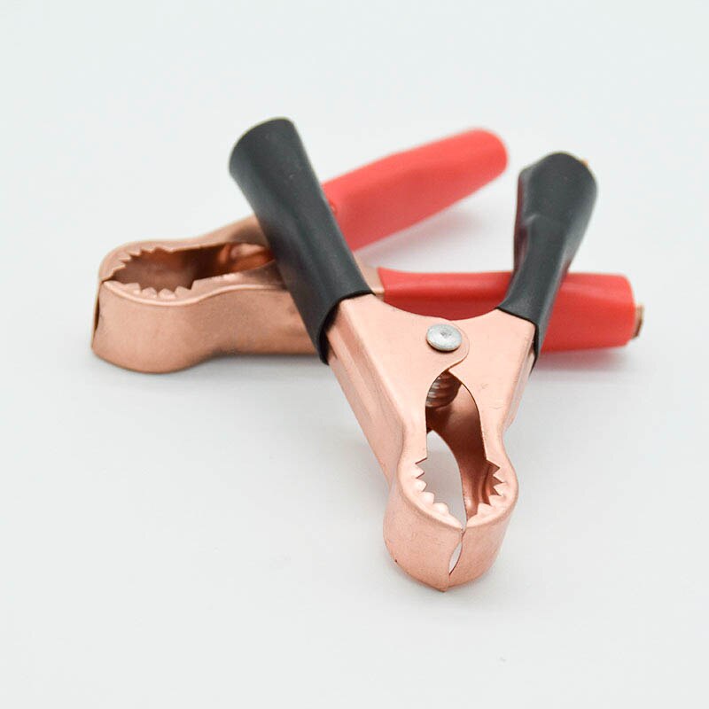 2Pcs 50A Red + Black 80mm Crocodile Car Van Battery Test Lead Clips ...