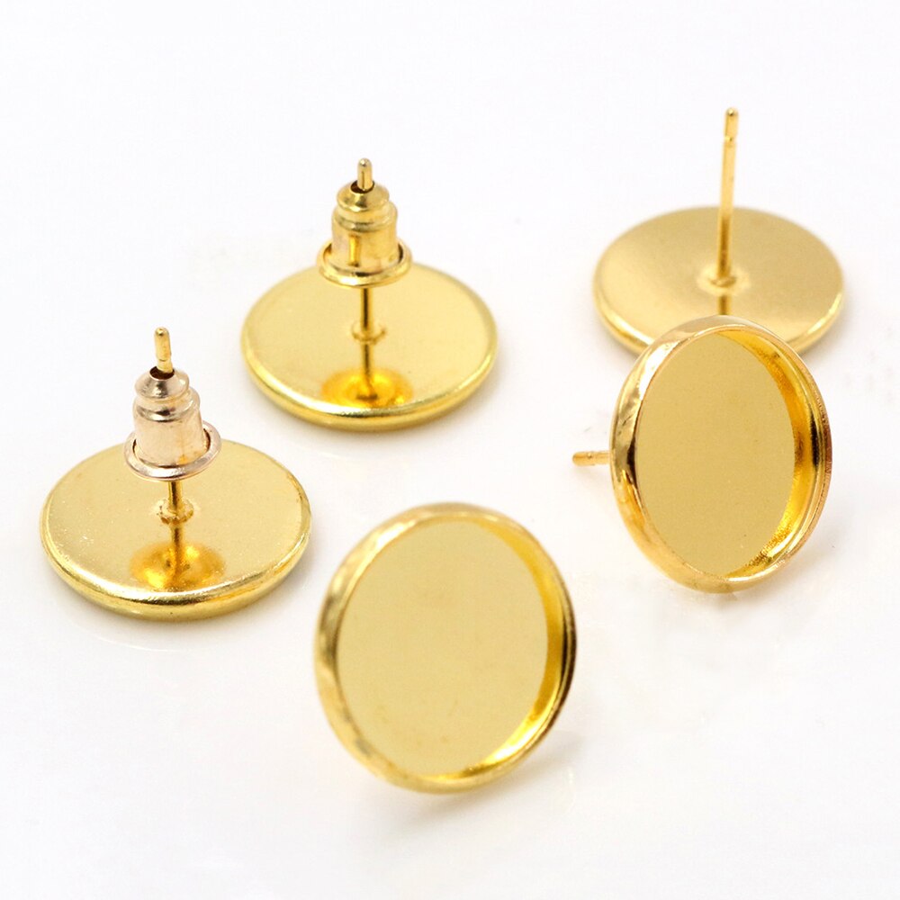 12mm 20pcs Gold Color Plated Earring Studs,Earring... – Vicedeal