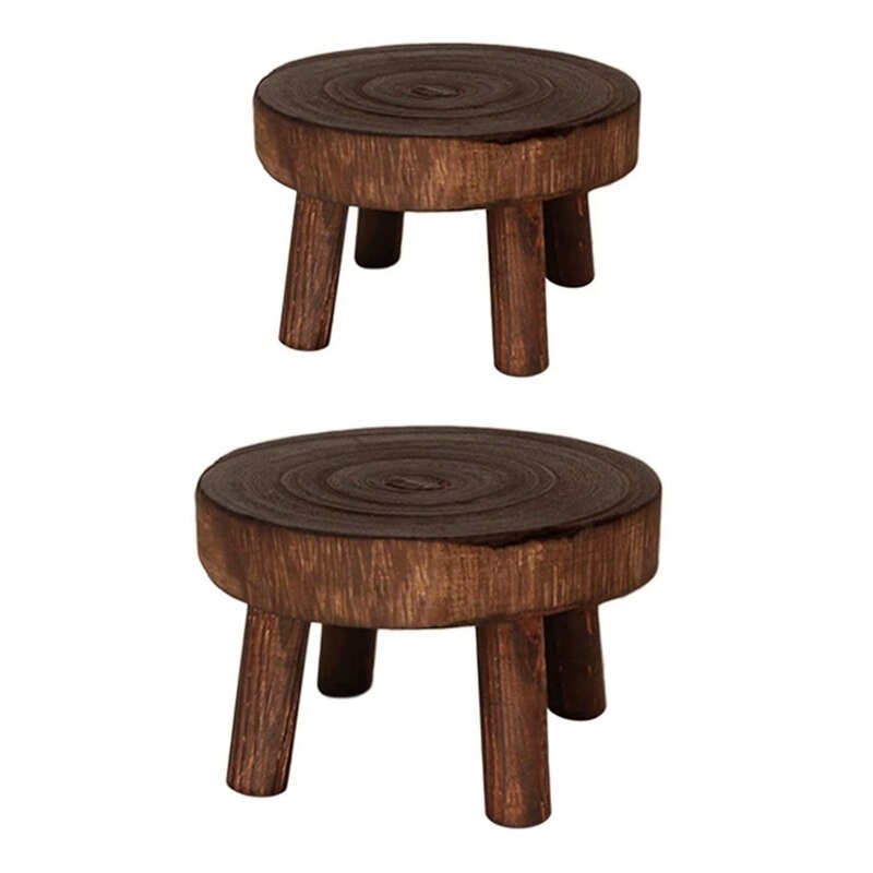 XD-2Pcs Mini Wooden Stool Flower Display Stand, Po... – Vicedeal