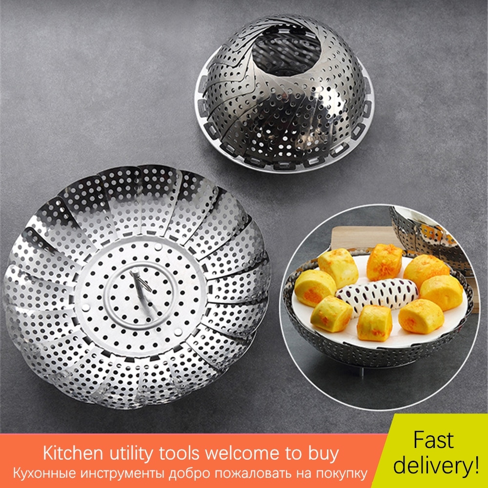 Folding stainless steel vegetable steamer kitchen ... – Vicedeal