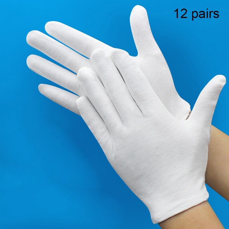 12 Pairs Cotton White Soft Gloves Inspection Costu... – Grandado