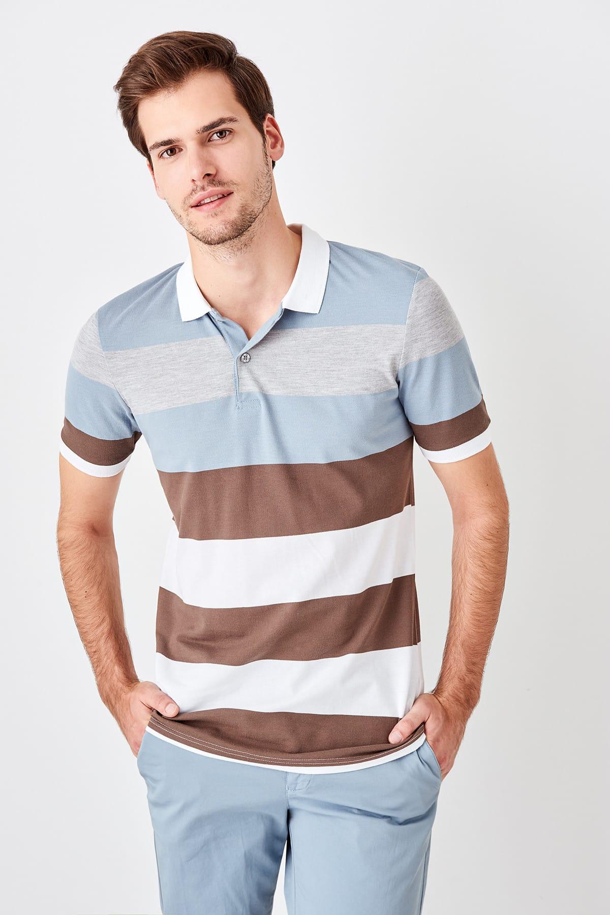 Trendyol Gray Men 'S Button Panelli Polo Collar T-... – Grandado