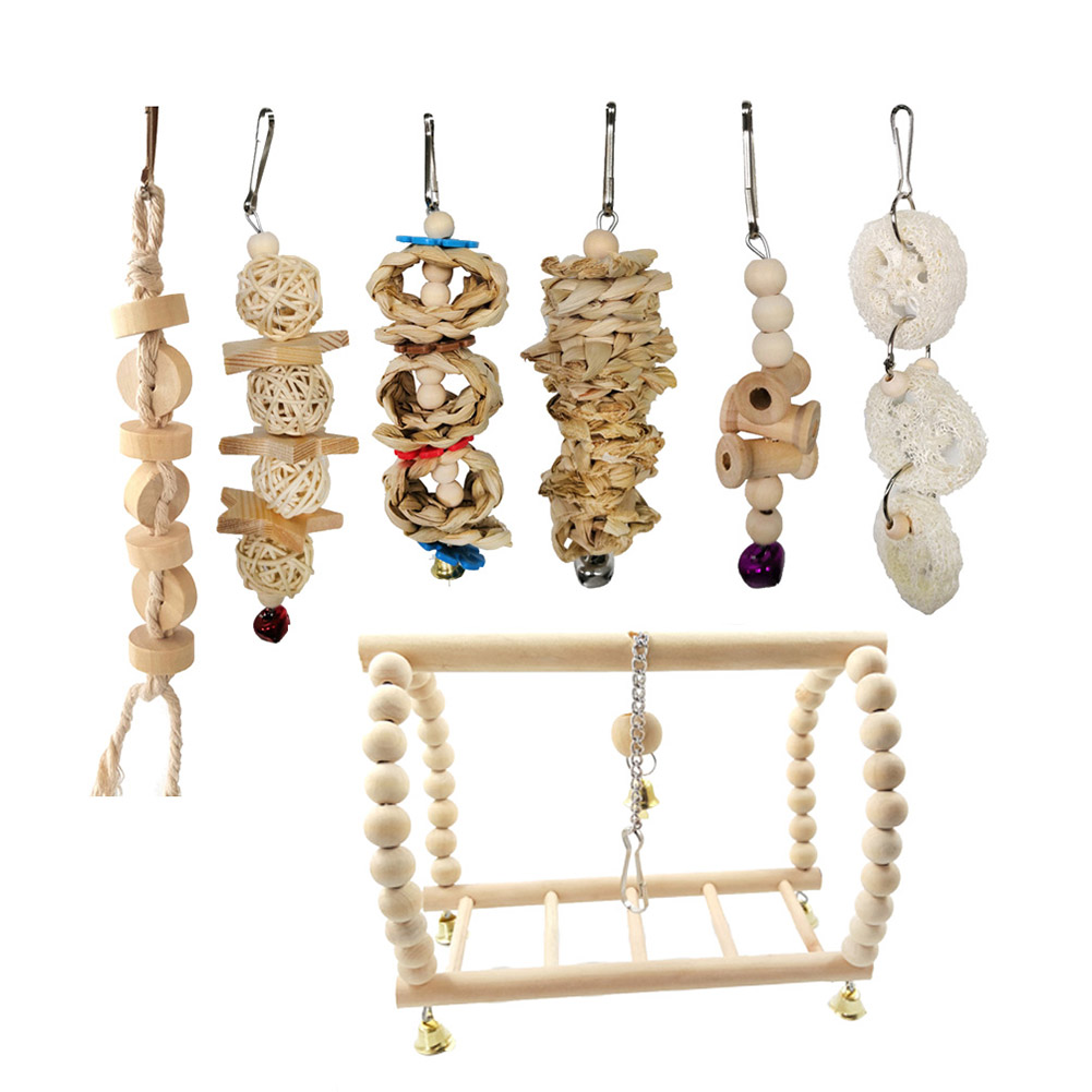 7pcs Cockatiel Parakeet Perch Stand Set Parrot Pla... – Vicedeal