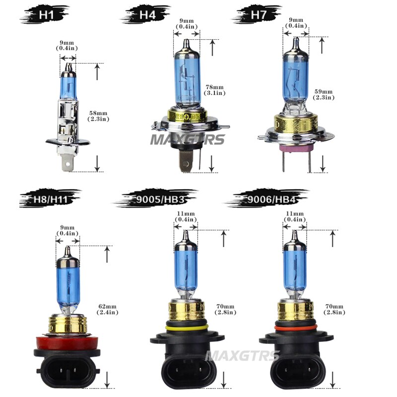 2x h1 h4 h7 h8 h11 9005 9006 100w bil halogen lys ... – Vicedeal
