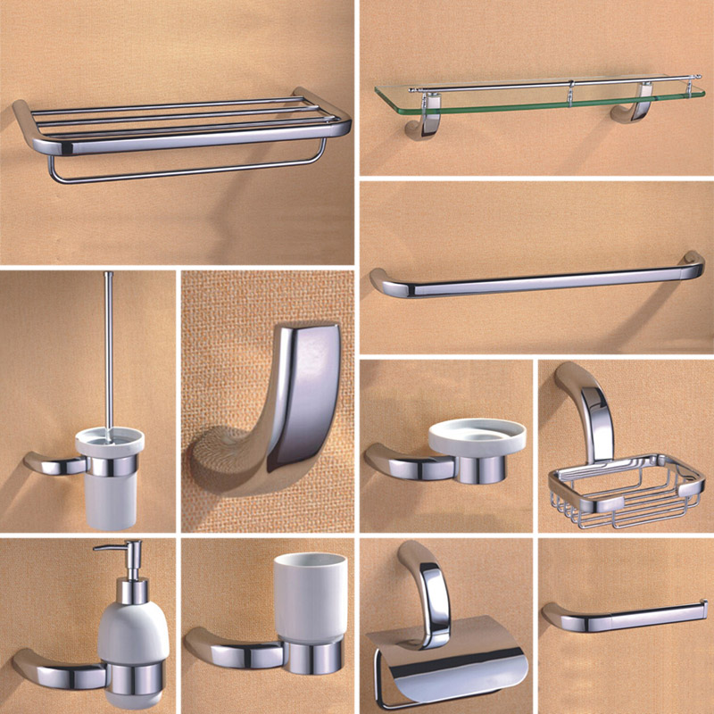 Chrome Bathroom Hardware Set Brass Shower Soap Dis... – Grandado