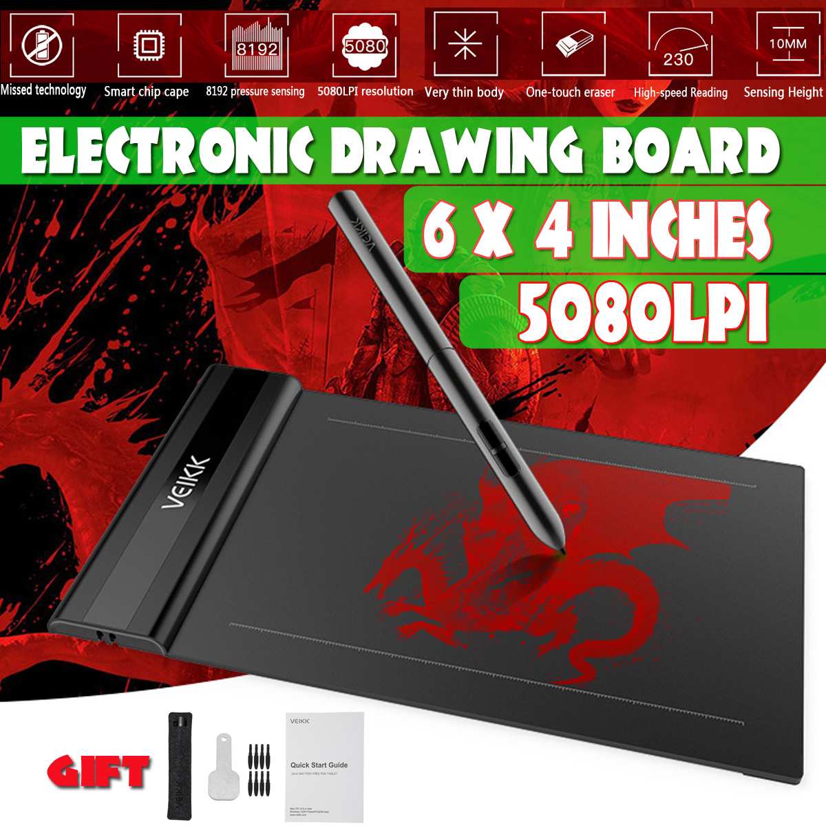 6 x 4 Inches Portable Digital Drawing Tablet Activ... – Grandado