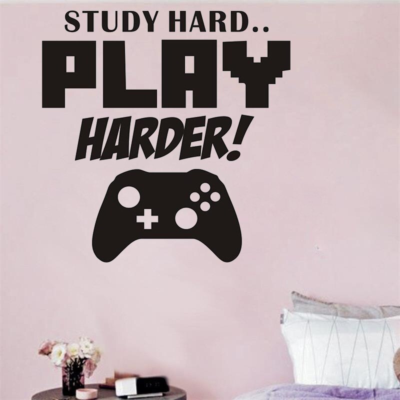 Study Hard Gamepad Quotes & Words Wall Sticker Art... – Vicedeal
