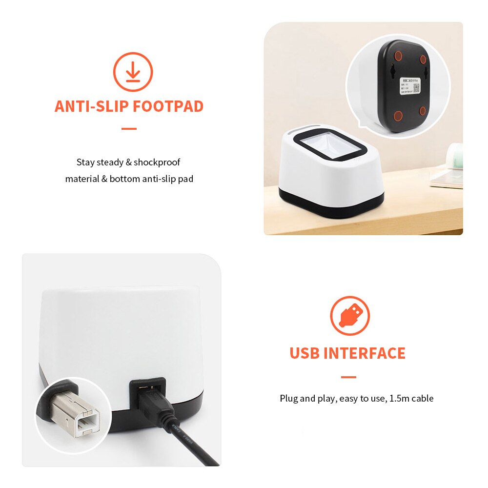 Wired Barcode Scanner USB Versatile Scanning Hands... – Grandado