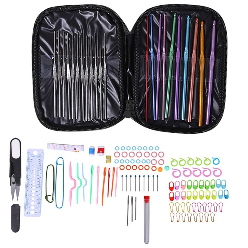 100-Piece Knitting Tool Set Aluminum Crochet Hooks... – Vicedeal