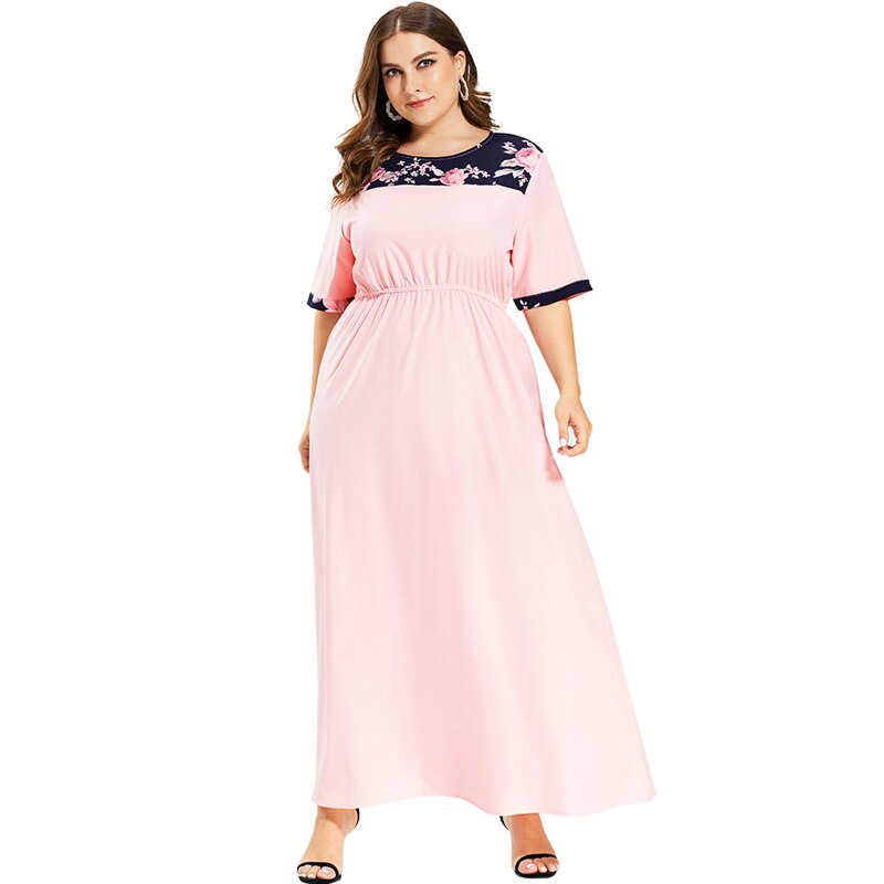 Plus Size Vrouwen Zomer Jurk O Hals Patchwork Casu... – Vicedeal