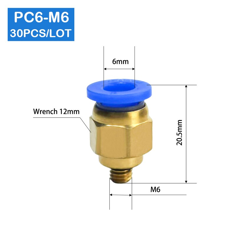 30Pcs PC6-M6, 6Mm Tot M6 Pneumatische Connectors M... – Grandado