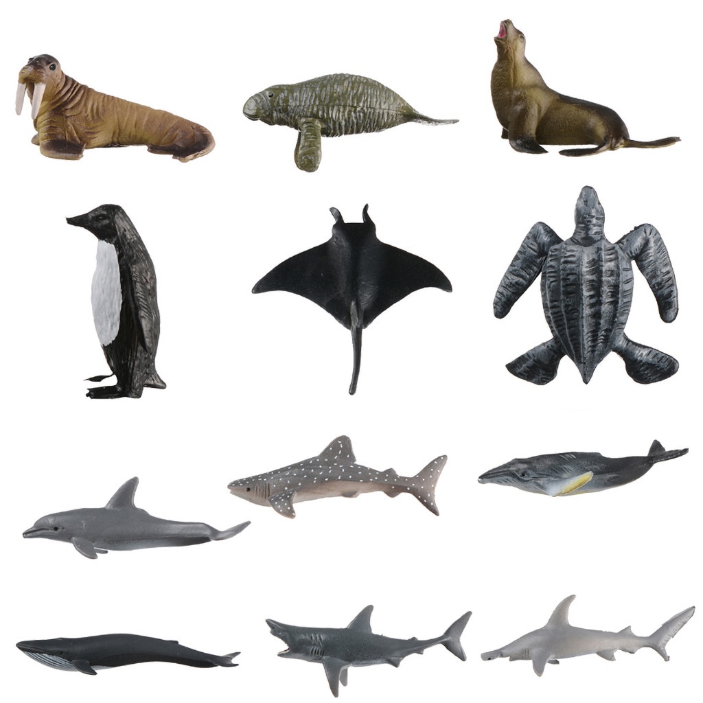 12Pcs/Set Original Ocean Animals Shark Dolphin Mar... – Vicedeal