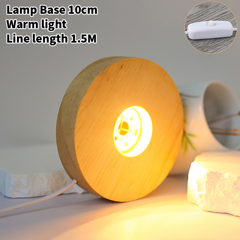Wooden LED Light Dispaly Base USB Rechargeable Cry... – Grandado