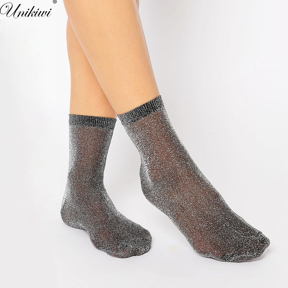 Top Women's Novelty Glitter Socks.Thin Gold Sliver... – Grandado