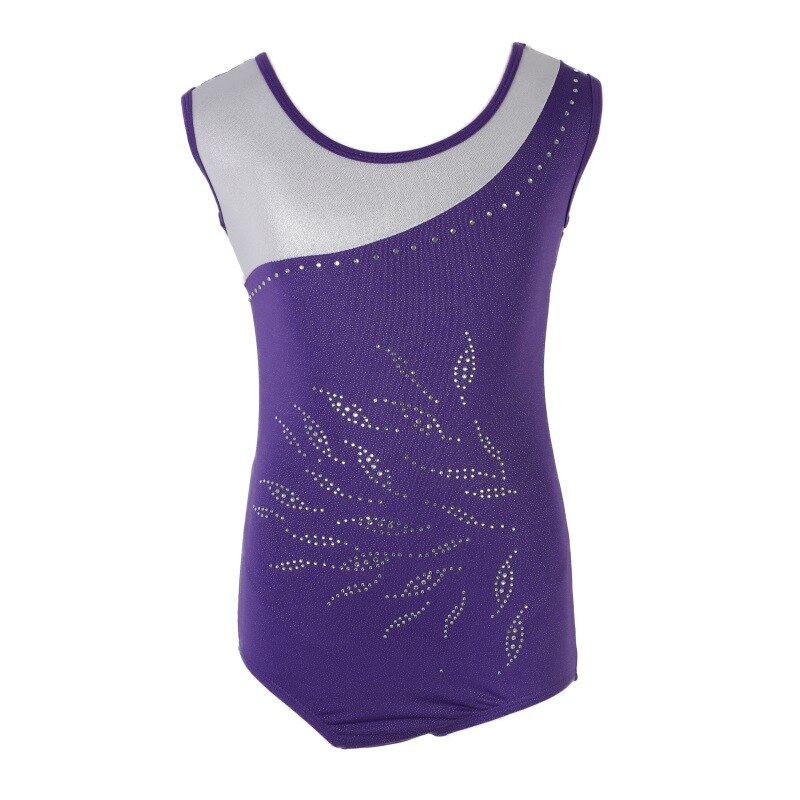 gymnastics dance wear sleeveless inlaid brick leav... – Grandado