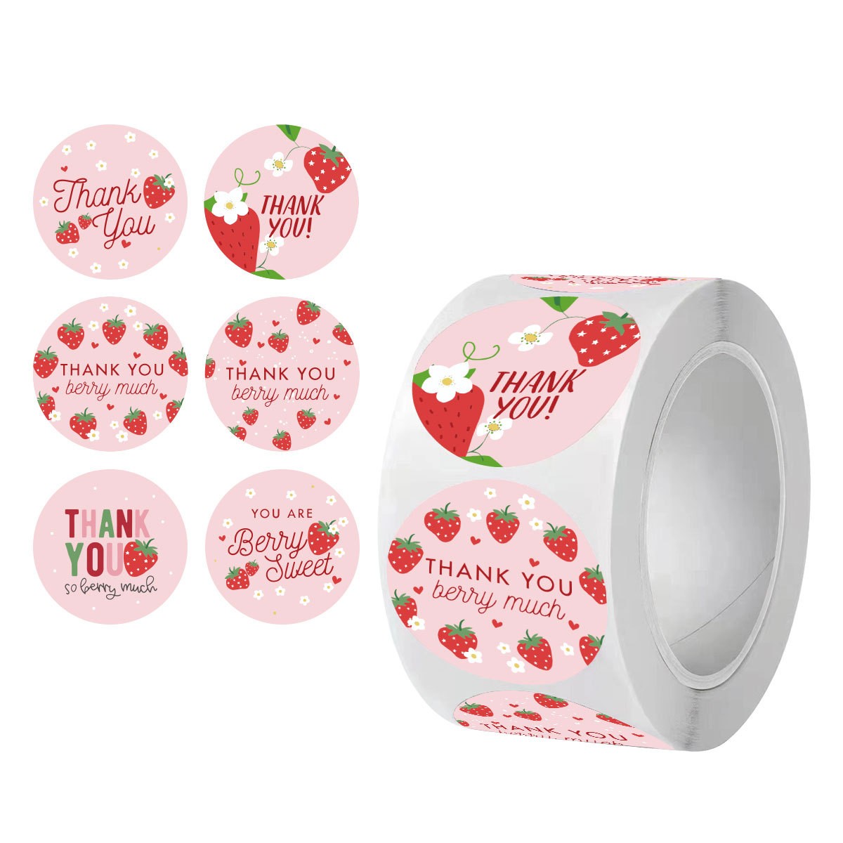 50-500pc 1inch Strawberry Round Labels Thank You S... – Vicedeal