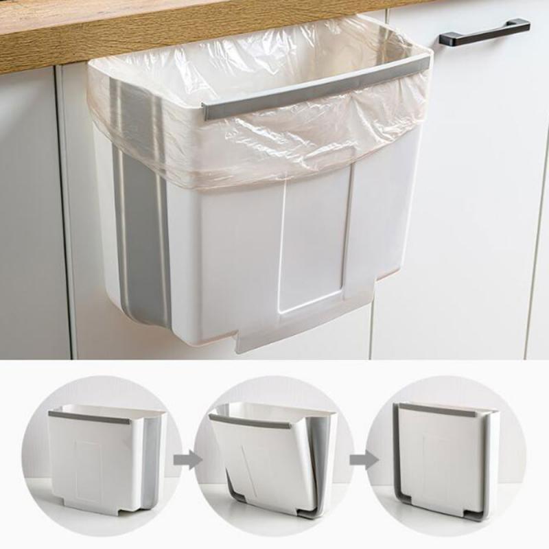 Folding Trash Can Wall Mounted Trash Bin Kitchen C... – Grandado