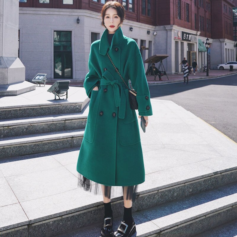High Green Woolen Coat Women's Autumn And Wint... – Grandado