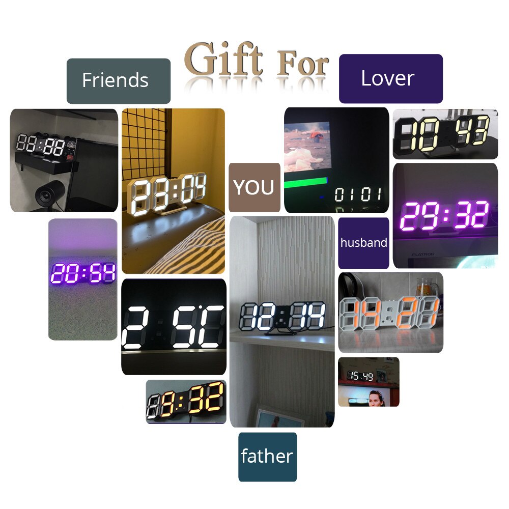3D LED Wall Clock Modern Digital Table Clock Alarm... – Grandado