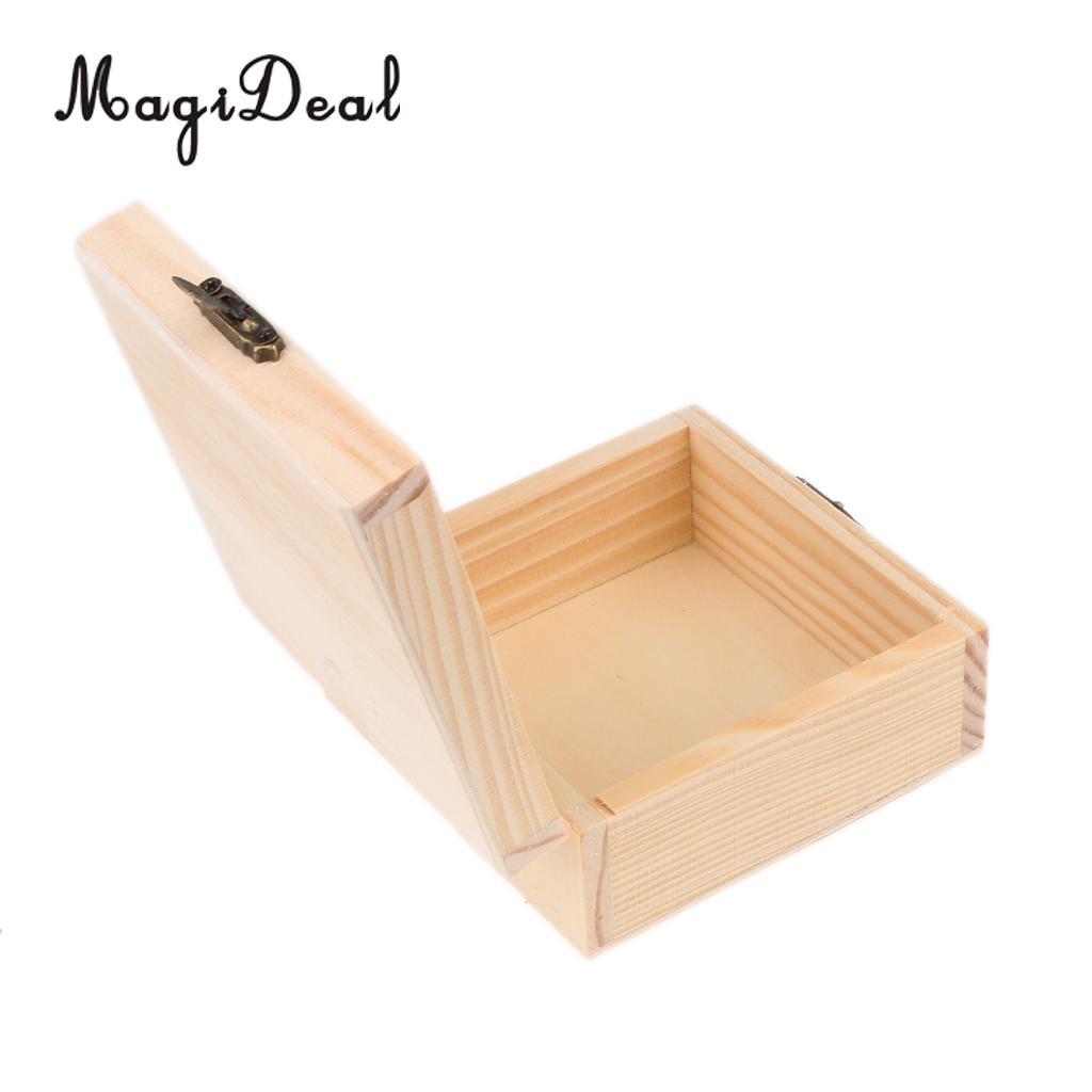 MagiDeal Wood Unfinished Mini Wooden Jewel Box for... – Grandado
