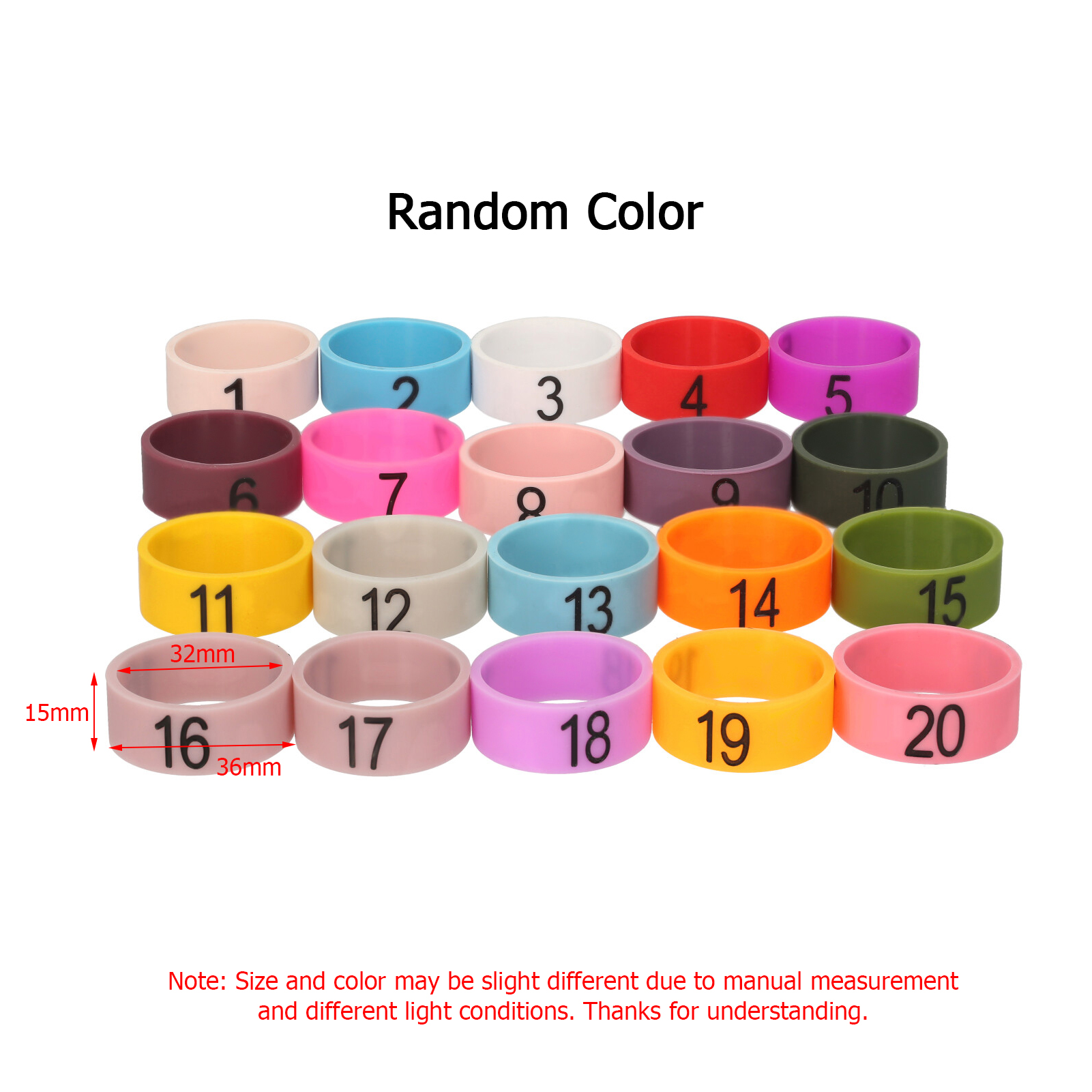 20 PCS Microphone Colored ID Rings Multicolor Soft Silicone Ring for ...
