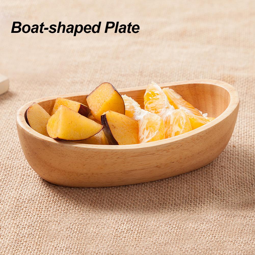 Solid Wooden Boat Shaped Fruit Bowl Oval Wood Serv... – Grandado