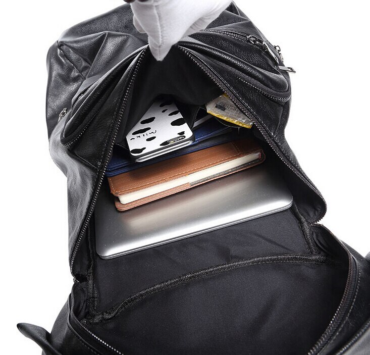 X-Online good man backpack black male leather bag – Vicedeal