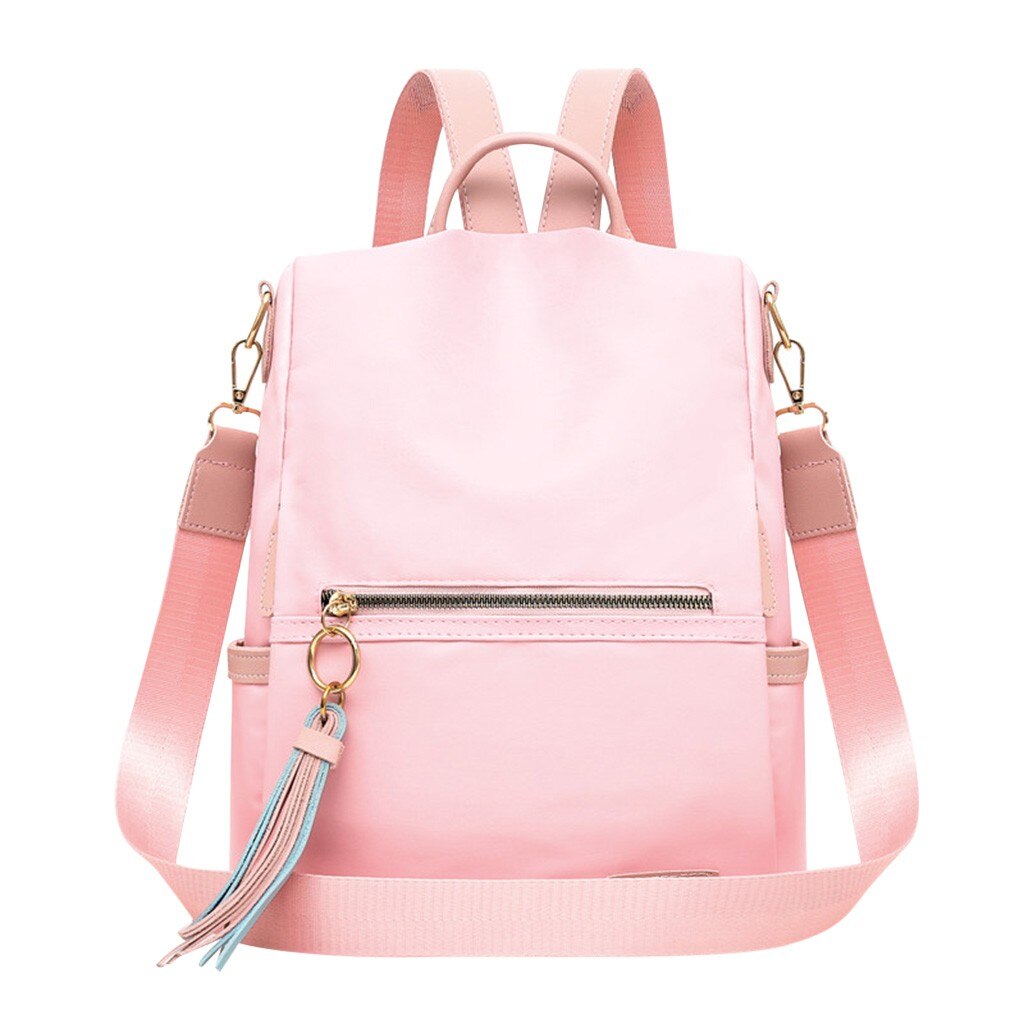 Ladies Pink Solid Backpack Luxury Water Proof Mult... – Grandado